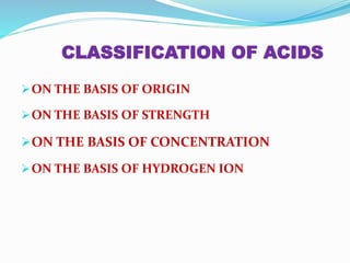 Classification of acids & bases | PPTX