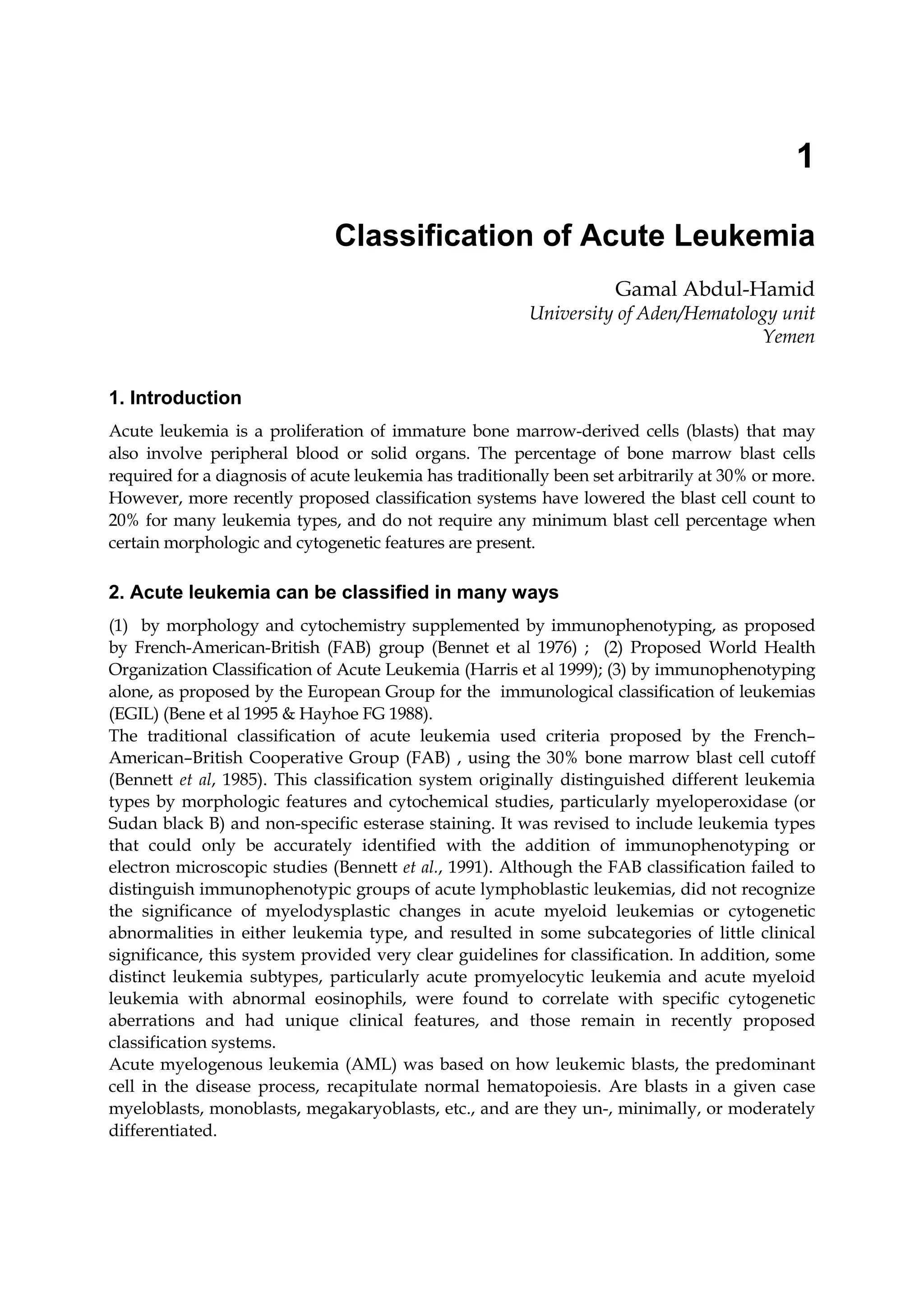 Classification of acute leukemia | PDF