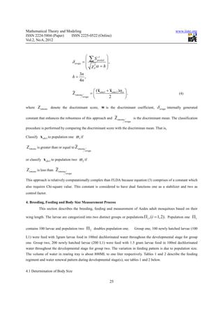 Classification of aedes adults mosquitoes in two distinct groups based on fisher linear ...
