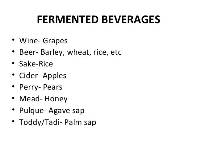 Classification of alcoholic beverages