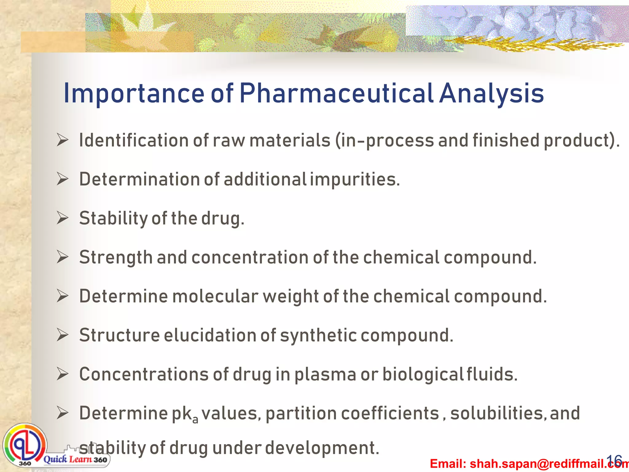 Different Techniques of Pharmaceutical Analysis | PDF