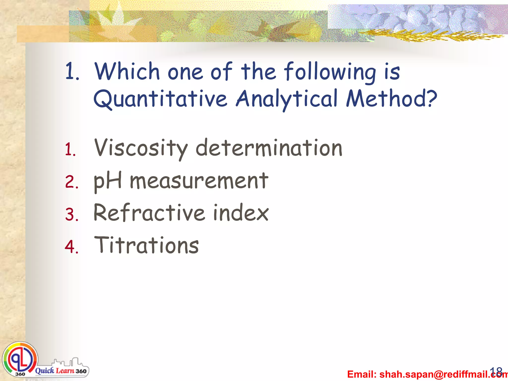 Different Techniques of Pharmaceutical Analysis | PDF