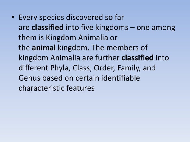 Classification of animal kingdom | PPTX | Biological Sciences | Science