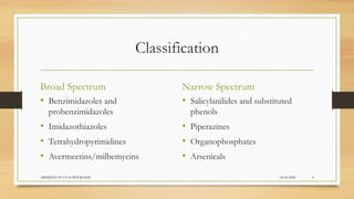 Classification of anthelmintics | PPTX