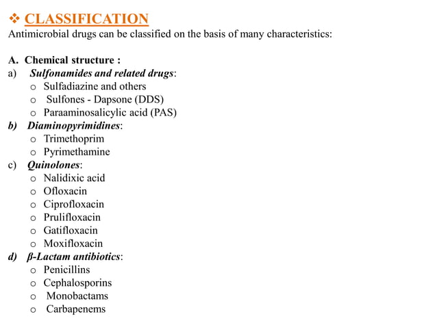 Classification of antimicrobial drugs | PDF | Infectious Diseases ...