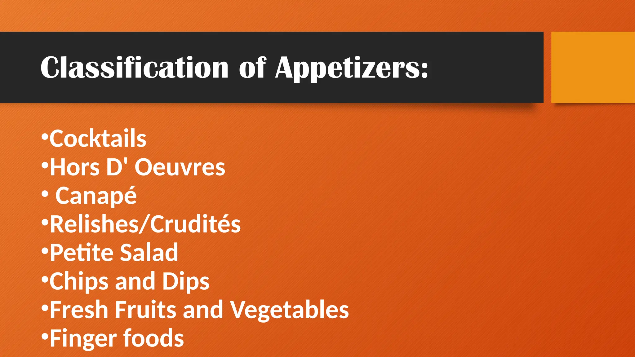 classification and its procedure of appetizer.pptx