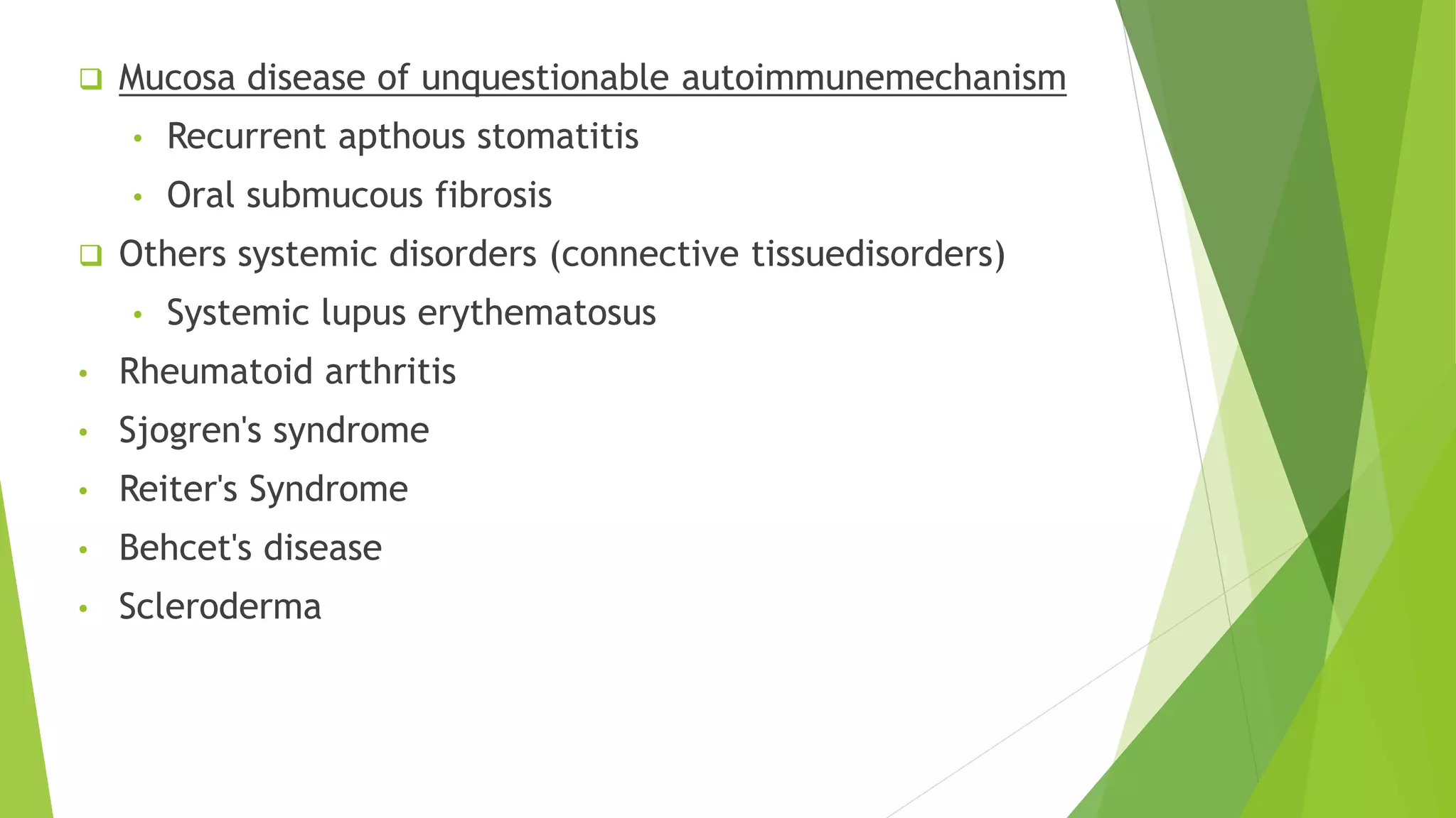 CLASSIFICATION OF ORAL AUTOIMMUNE DISORDERS | PPTX