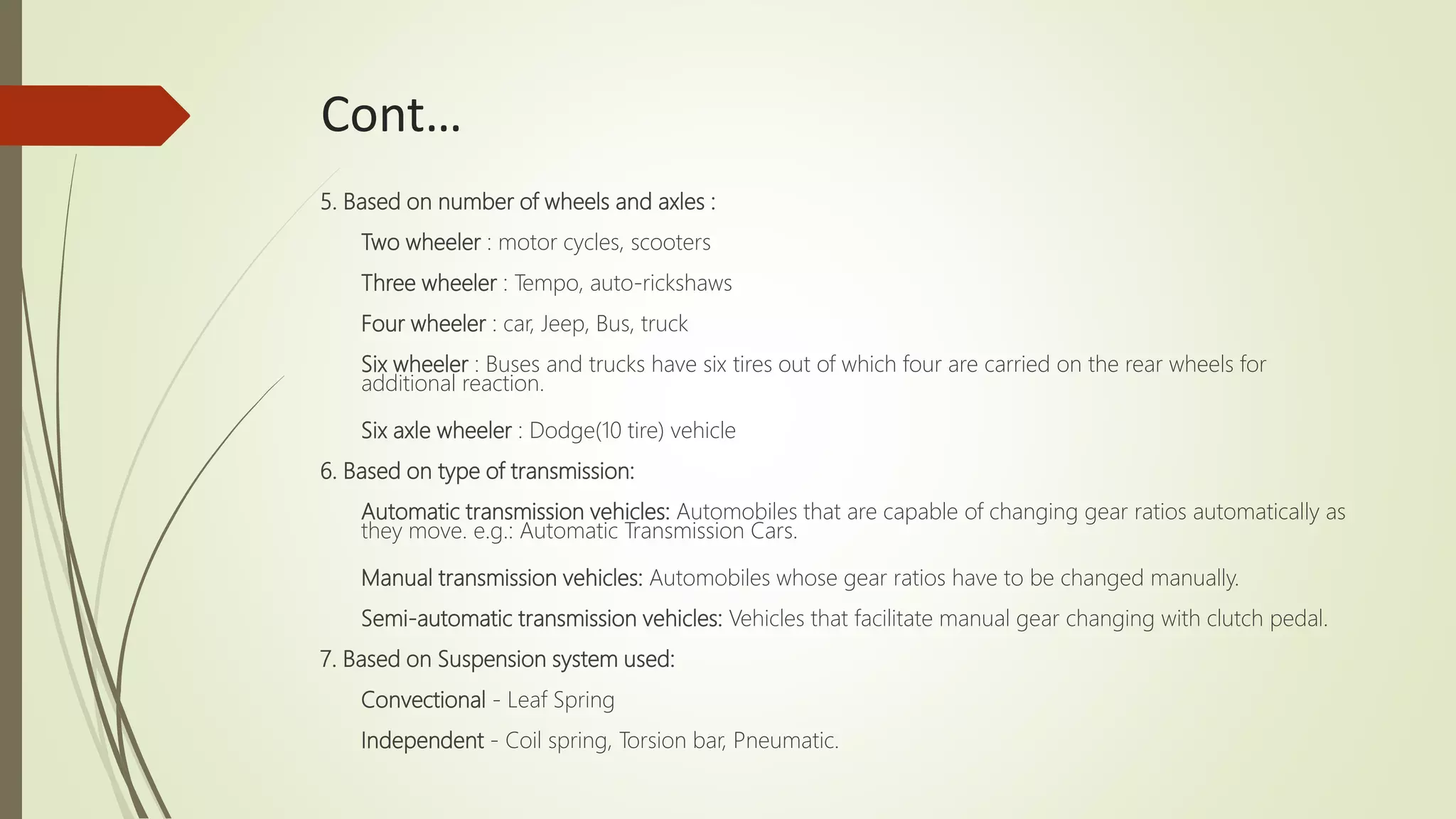 Classification of Automobile and chassis in Automobile | PPTX