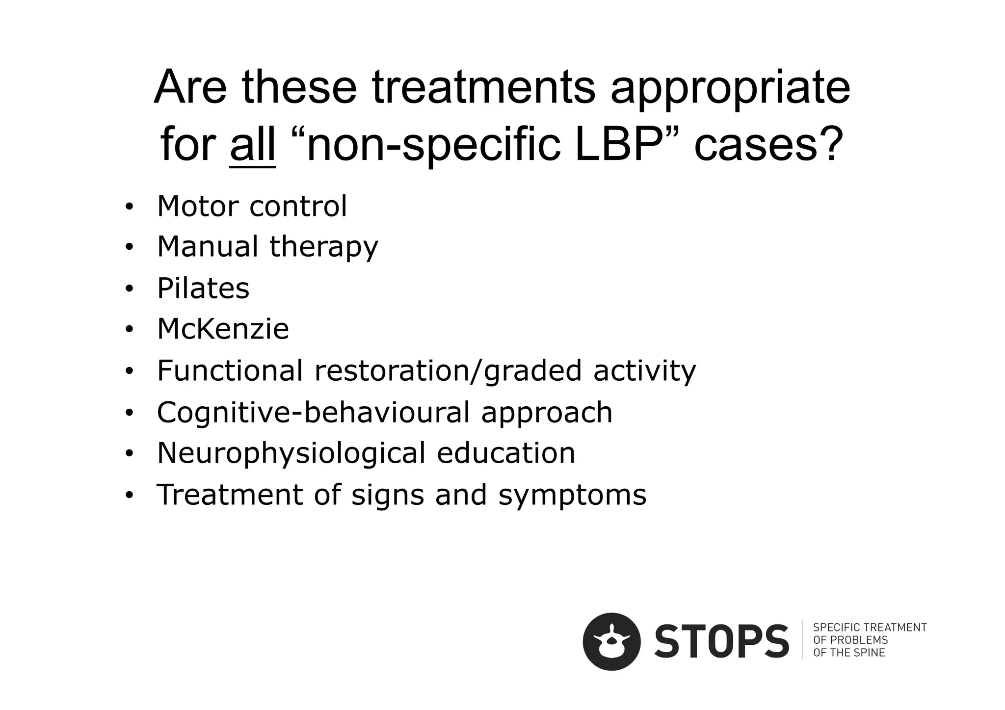 Classification of back pain (STOPS) 2012 | PDF