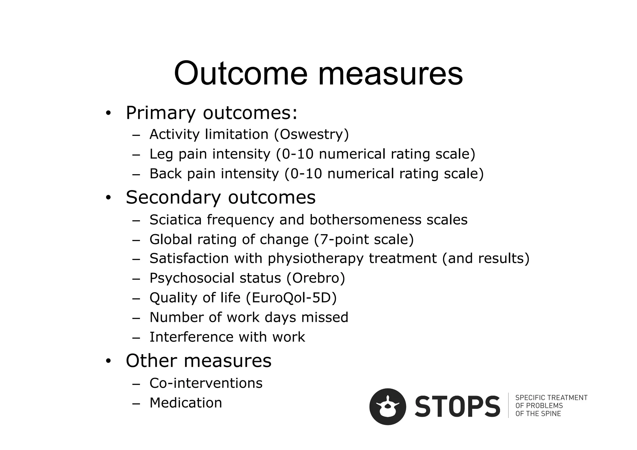 Classification of back pain (STOPS) 2012 | PDF