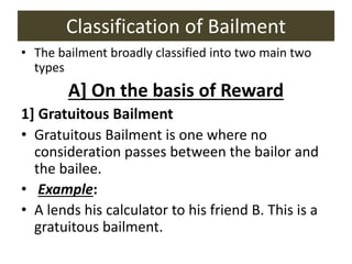 Classification of bailment | PPTX