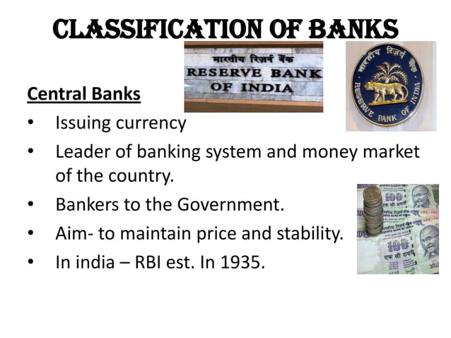 Classification of banks | PPTX | Business Banking & Finance | Business