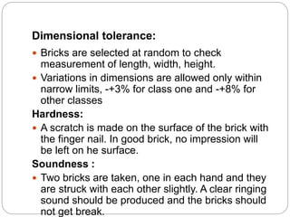Classification and testing of bricks | PPTX