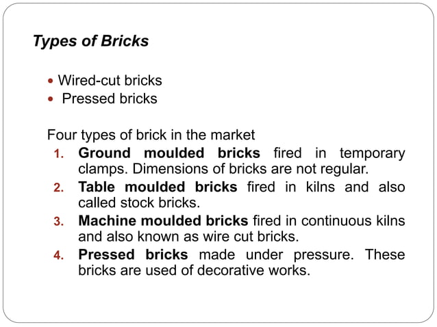 Classification and testing of bricks | PPTX