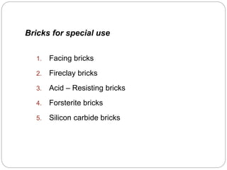 Classification and testing of bricks | PPTX