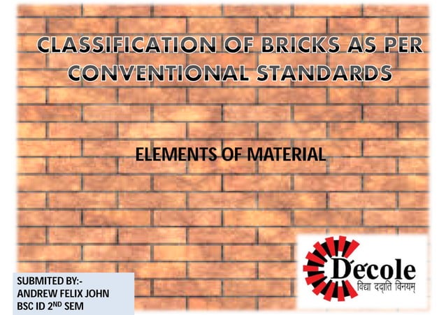 Classification of bricks as per conventional standard | PDF