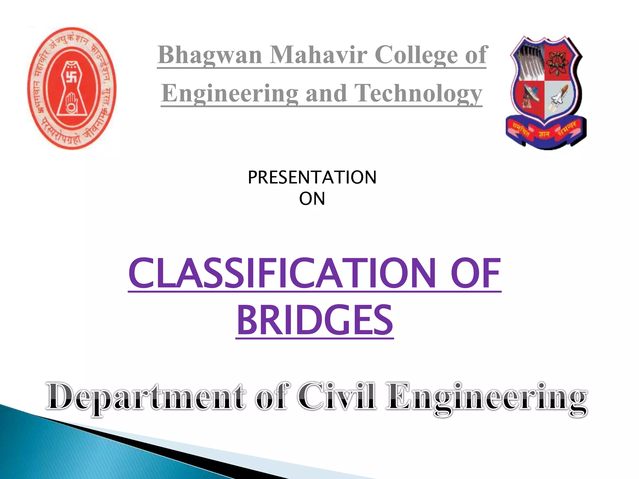 Classification of bridges | PPTX