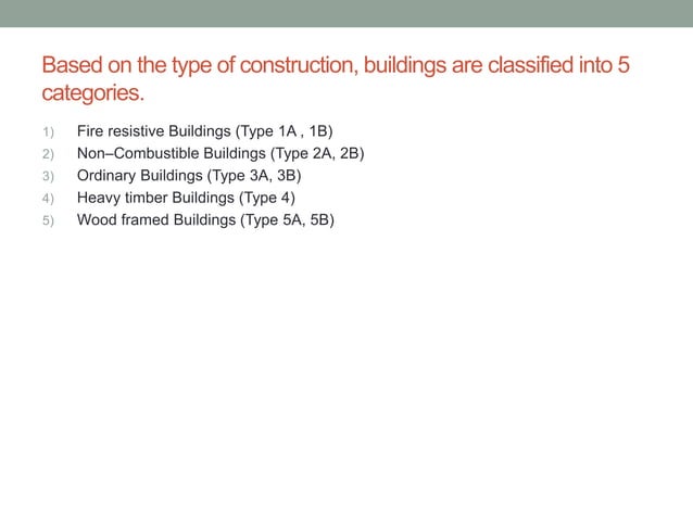 Classification of building based on occupancy and type of construction ...