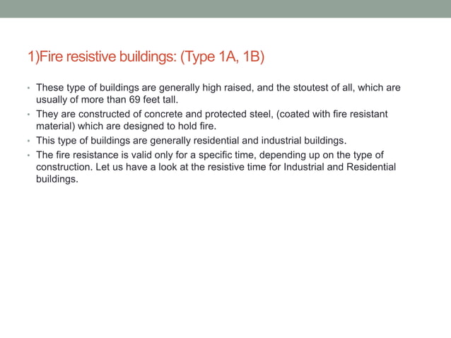 Classification of building based on occupancy and type of construction