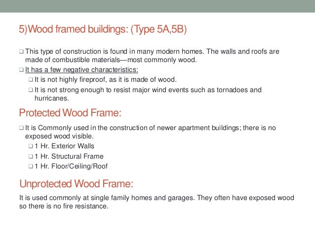 Classification of building based on occupancy and type of construction