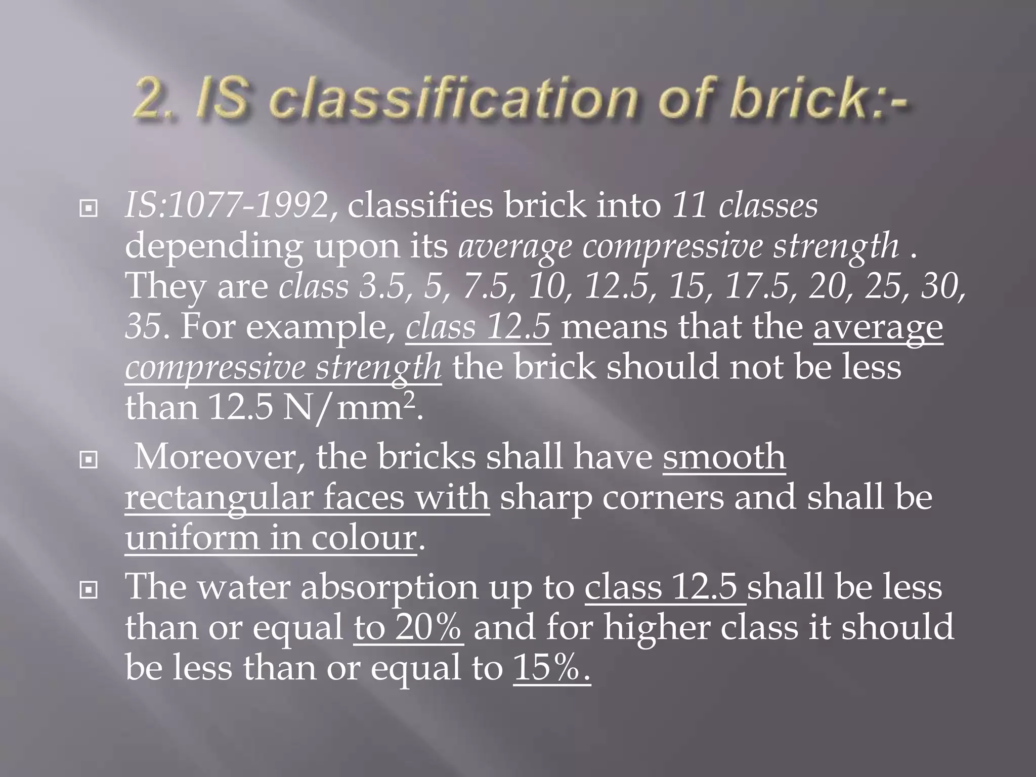 Classification of burnt clay brick | PPTX