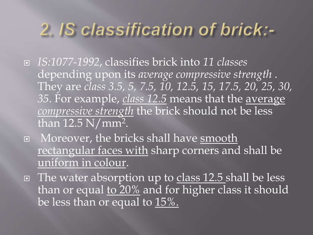 Classification of burnt clay brick | PPTX
