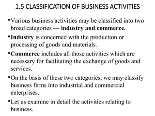 Classification of business activitie PGP VIVA VVIT | PPTX