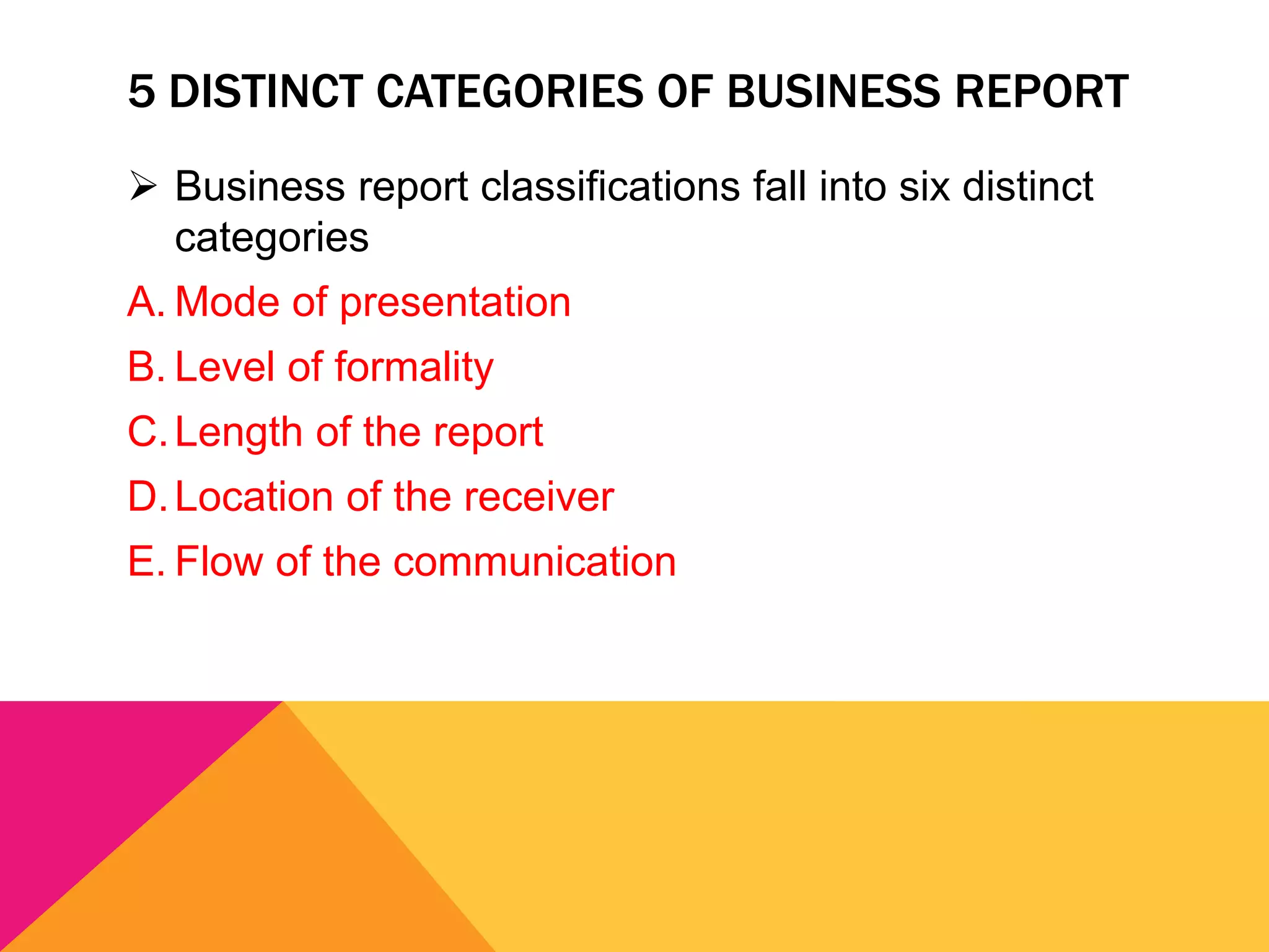 Classification of Business Reports | PPTX