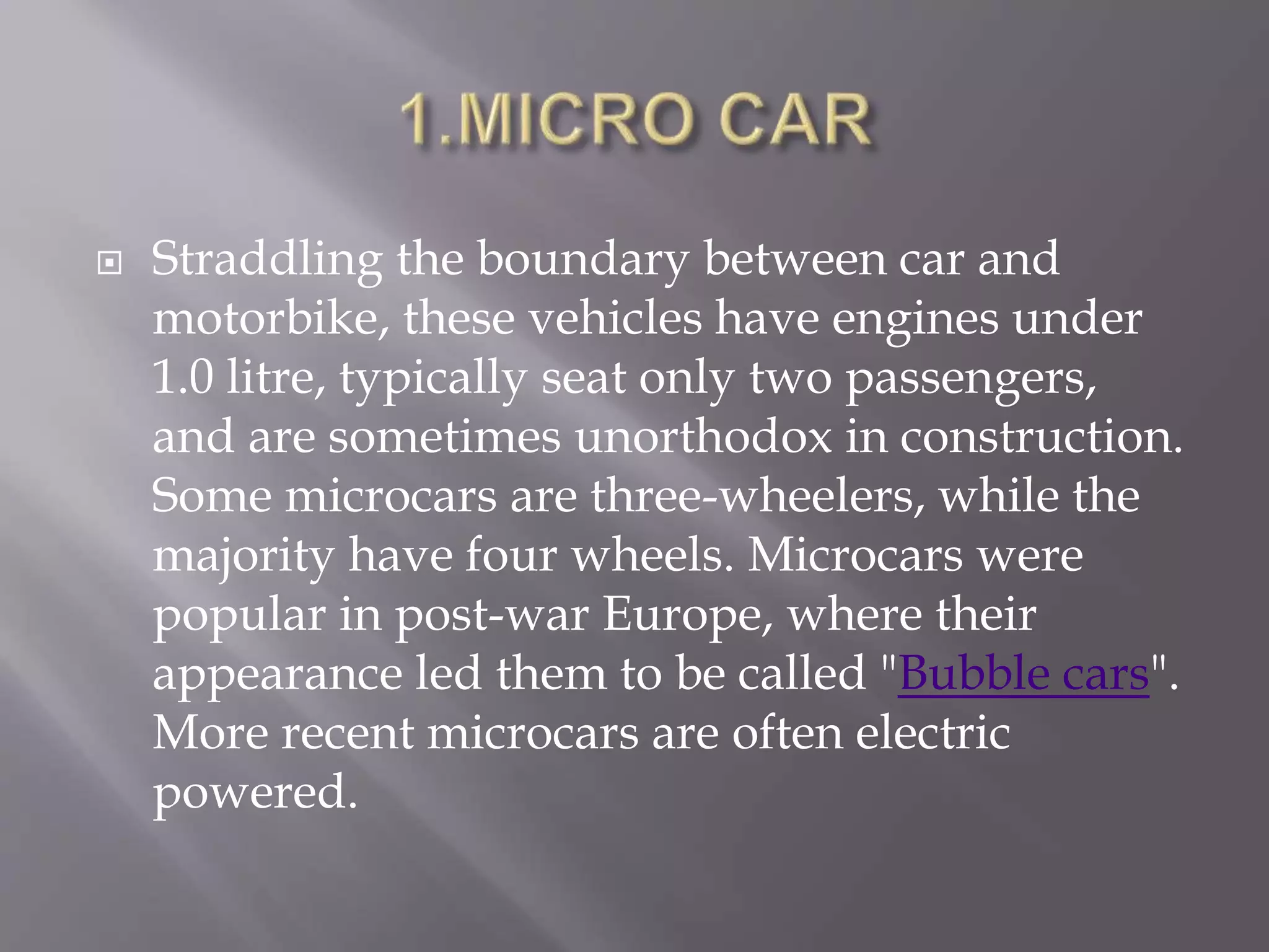 Classification of cars(usage basis) | PPTX