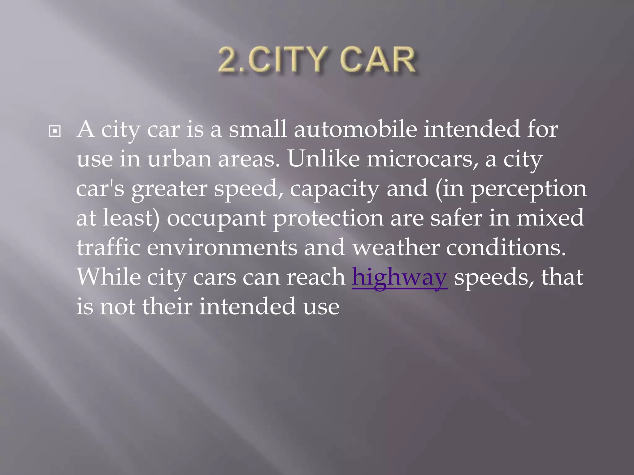 Classification of cars(usage basis) | PPTX