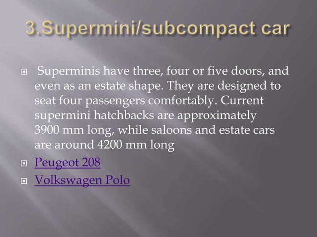 Classification of cars(usage basis) | PPTX