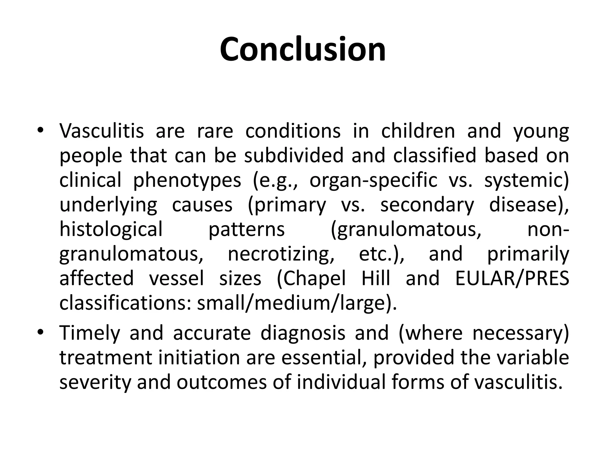 Classification of childhood vasculitis | PPTX