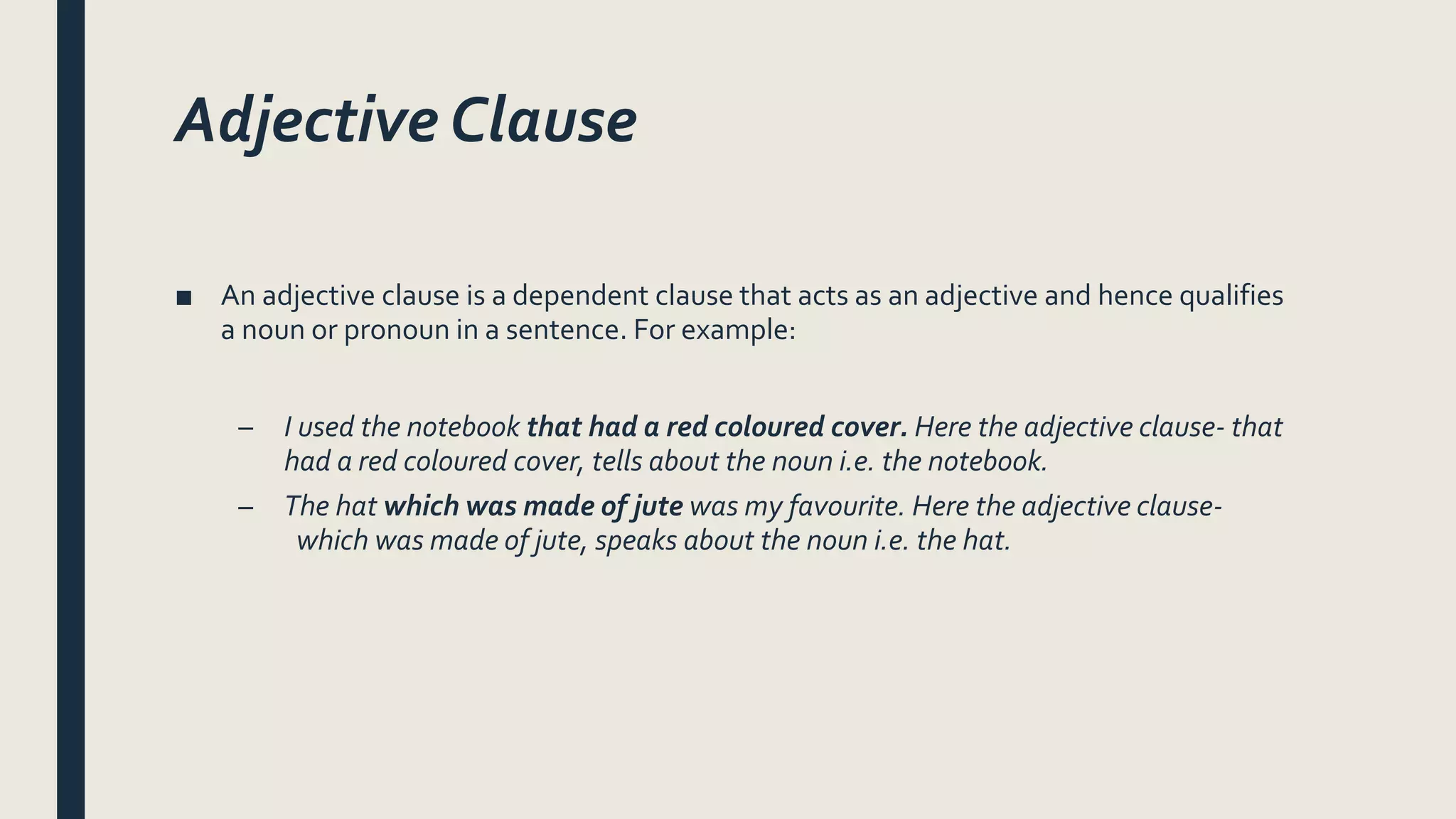 Classification of clauses | PPTX