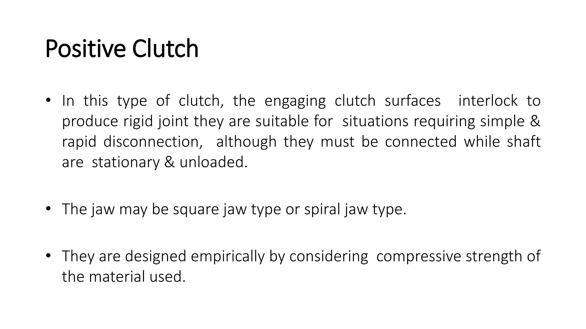 Classification of clutches, torque transmission capacity ...