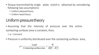 Classification of clutches, torque transmission capacity ...