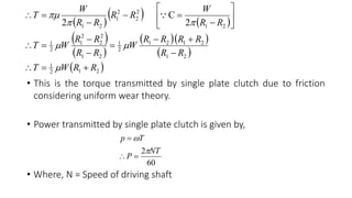 Classification of clutches, torque transmission capacity ...