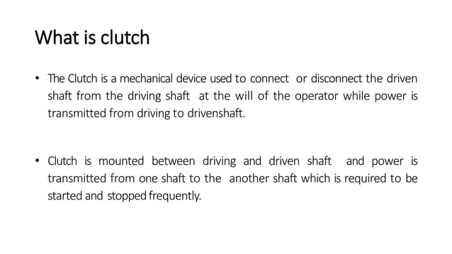 Classification of clutches, torque transmission capacity ...
