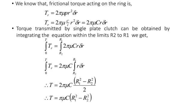 Classification of clutches, torque transmission capacity ...