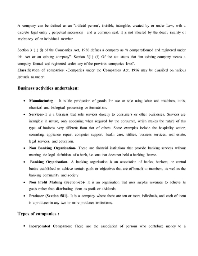 Classification of companies | DOCX | Business Accounting & Finance ...