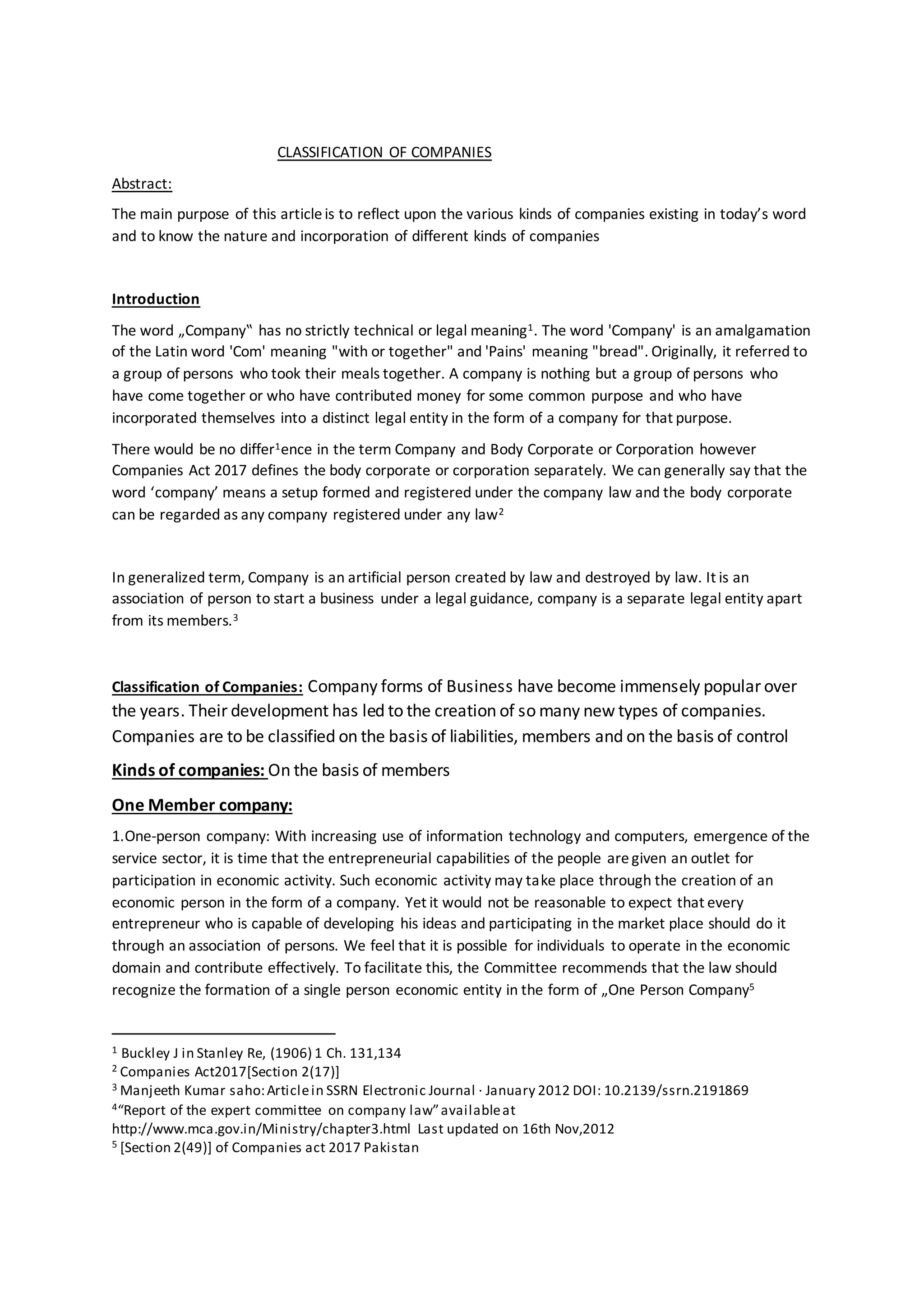 Classification of companies | DOCX