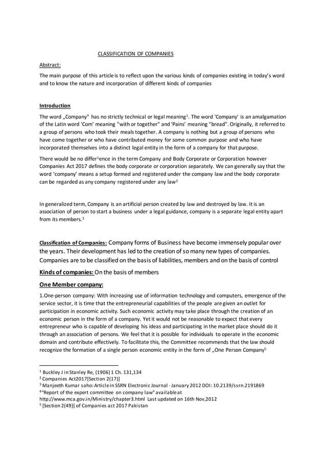 Classification of companies | DOCX
