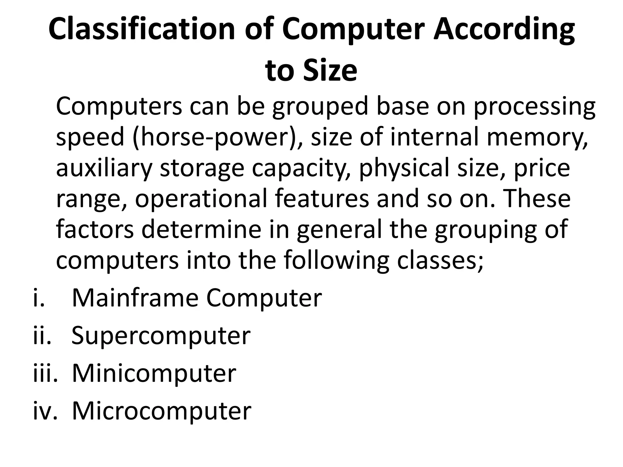CLASSIFICATION OF COMPUTER.pptx | Desktops | Computing