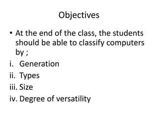 CLASSIFICATION OF COMPUTER.pptx | Desktops | Computing