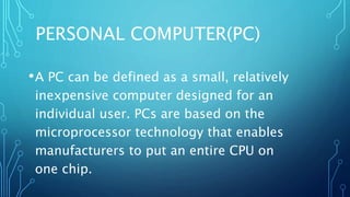 Classification of Computer according to their size | PPTX
