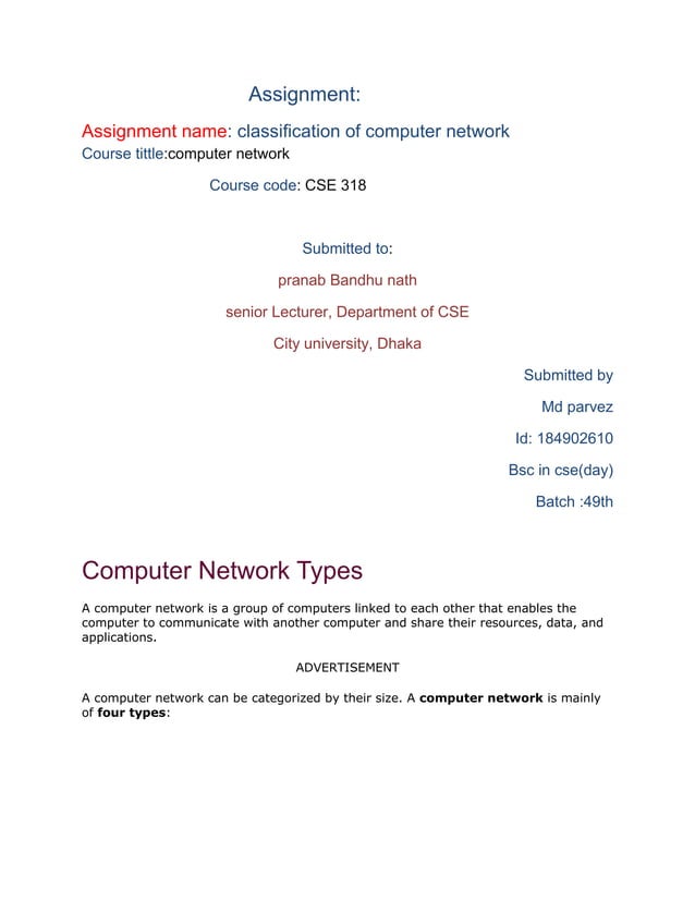 Classification of computer network | PDF