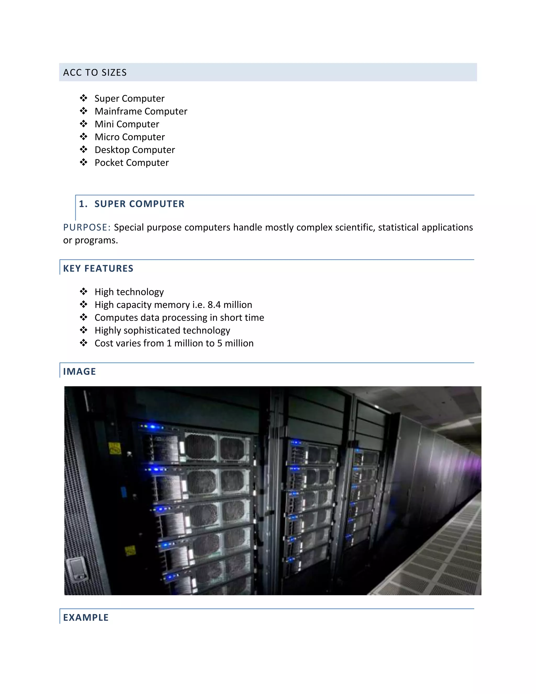 Classification of computers | DOCX | Computing | Technology & Computing