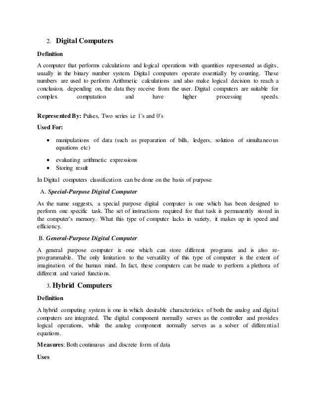 Classification of computers