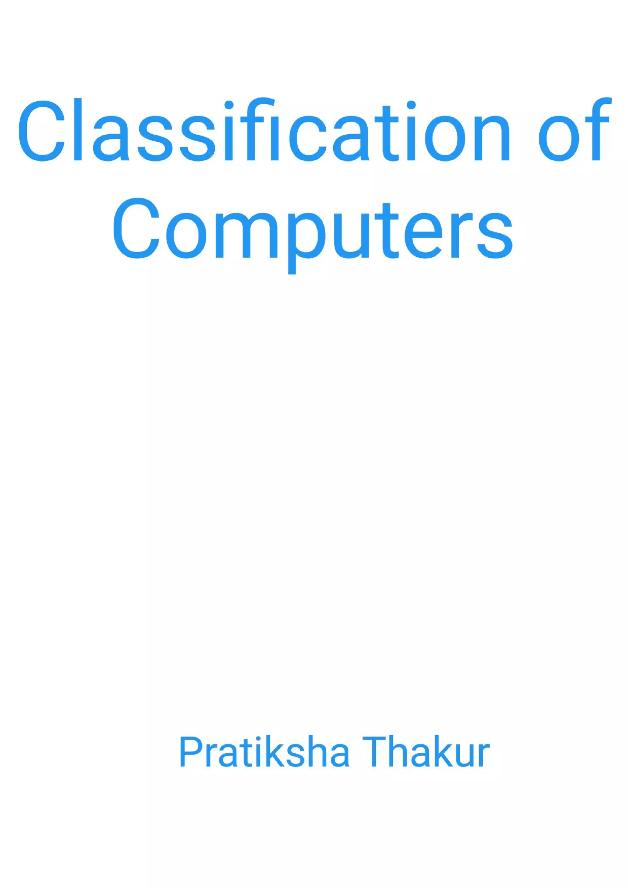 Classification of Computers | PDF