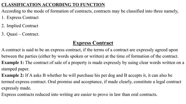 Classification of contract | PPTX | Law