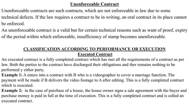 Classification of contract | PPTX | Law